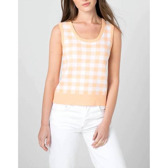 Kinross | Tops | New Kinross Gingham Tank In Whiteapricot | Poshmark